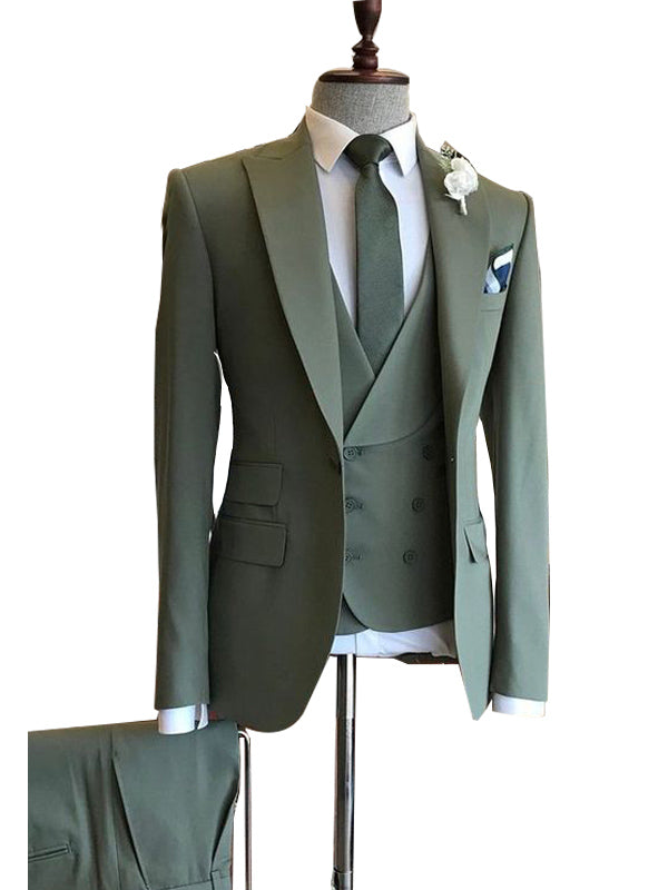 Chic Army Green Prom Suit Men 3 Pieces party Dress Outfits Blazer Jack ...