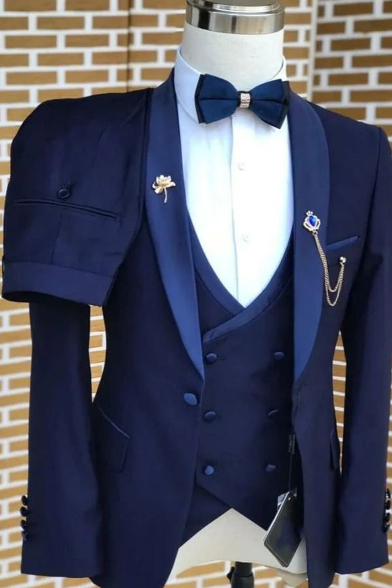 Navy Blue Tux 3 Pieces Mens Formal Wear for Wedding,Prom,Party CS25352 ...