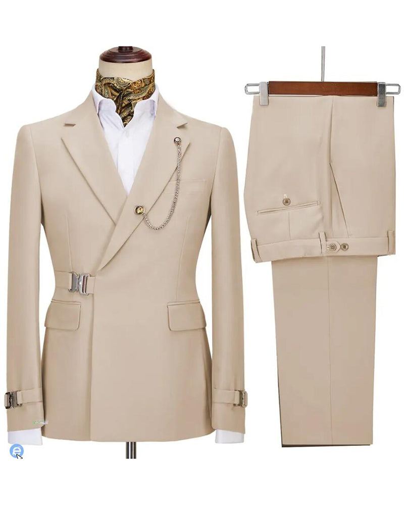 Double Beast Cream Beige Wedding Suit for Men Jacket+Pants CB23631 ...