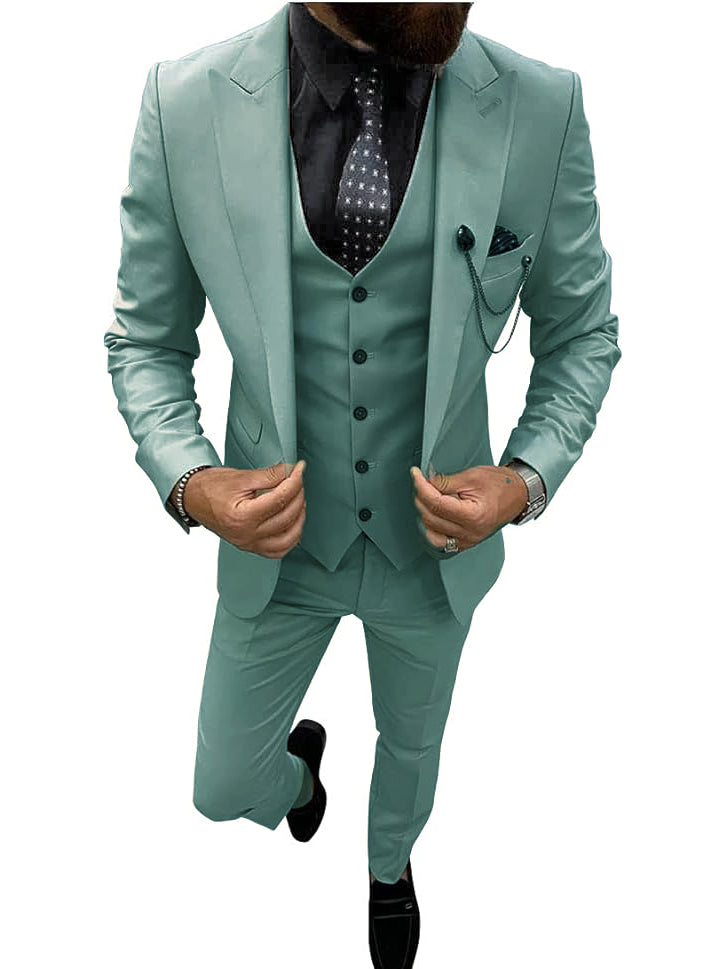 Slim Fit Bespoke Dark Tiffany Blue Prom Suits 3 Pieces CS43201 ...