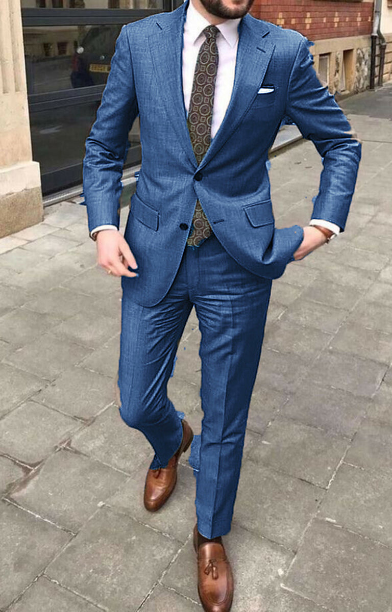 Handsome Slim Fit 2 Pieces Blue Prom Suit for Men CB31092 – classbydress