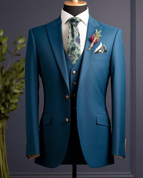 Chic Dark Teal Blue Suits Mens Prom Outfits 3 Pieces ,groomsmen Suit C ...