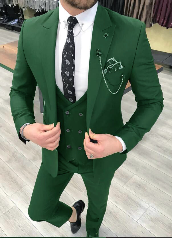 Classic Slim Fit 3 Pieces Emerald Green Suits for Men CB4318 – classbydress