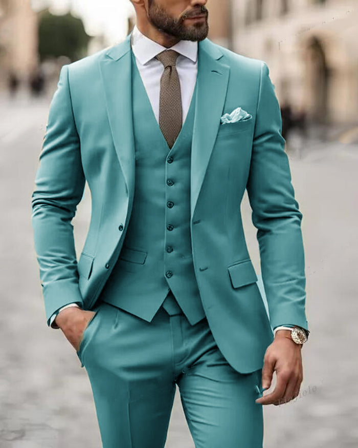 Stylish Aqua Prom Suits for Men 2024 Slim Fit 3 Pieces Cocotail Suit j ...