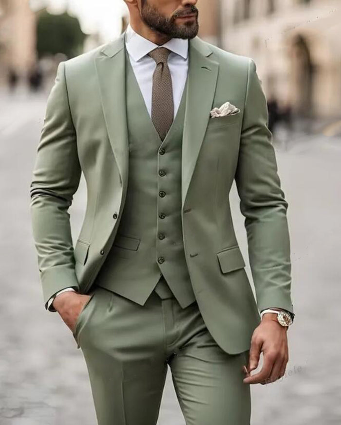 Sage Green Wedding Groomsmen Suits For Men Bespoke 3 Pieces CS2468 ...