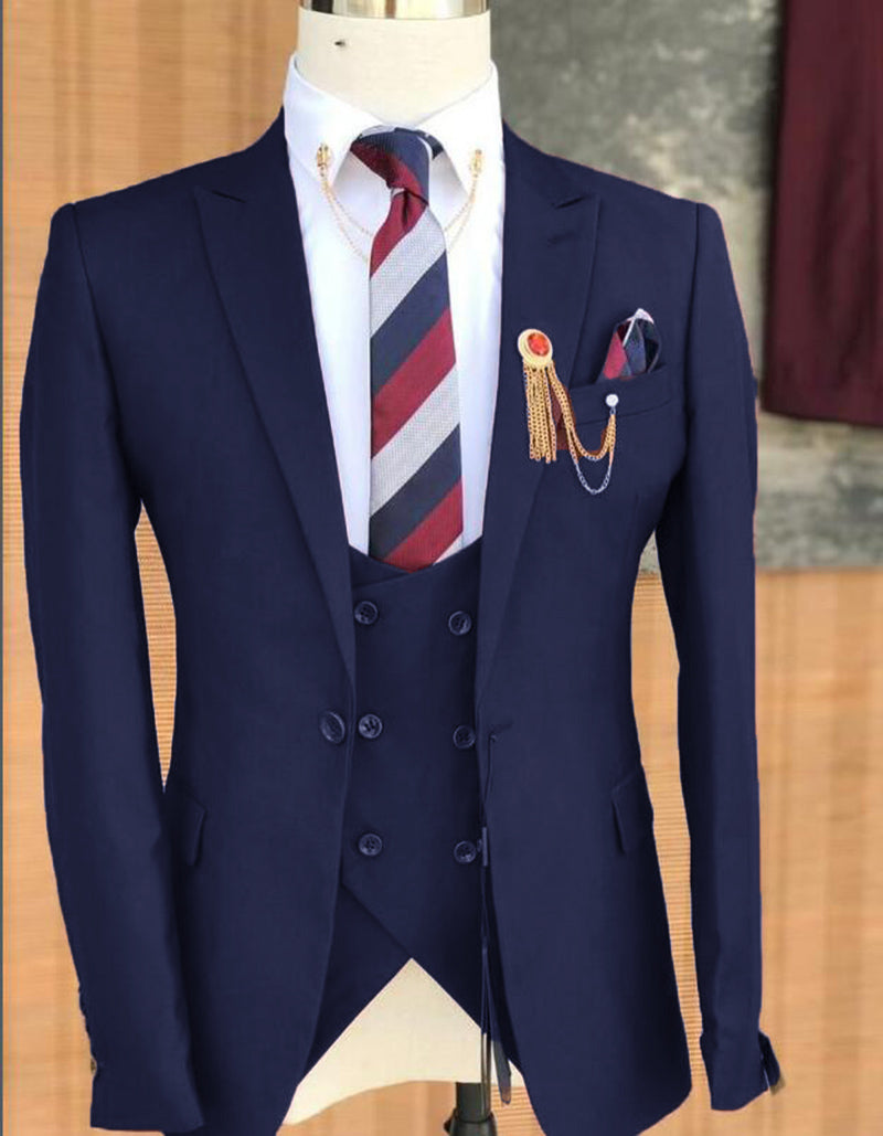 Tailored Navy Blue Suits for Groomsmen 3 Pieces CS2482 – classbydress