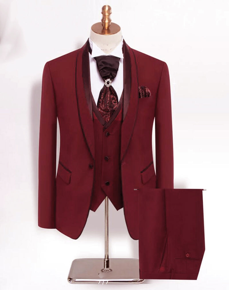 Burgundy Prom Tuxedo Suits ,Men Wedding Suits 3 Pieces CS2476 ...