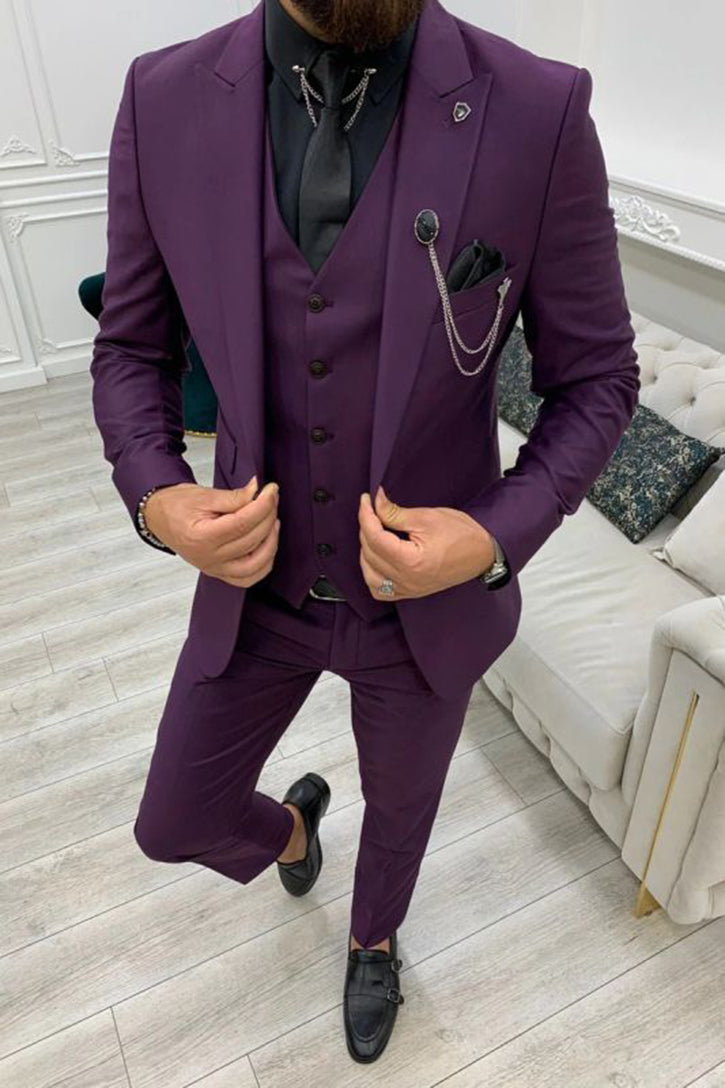 Purple Suits for Men Prom Gradaution Suits for Guys Three Pieces CS582 ...