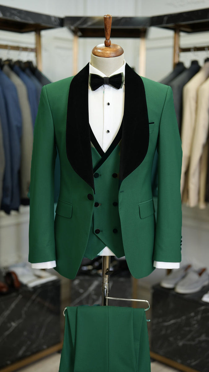 Forest Green Prom Tuxs Suits for Men 3 Pieces Jacket +vest+pants CS532 ...