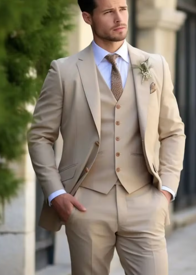 3 Piece Tuxedo Wedding Suits for Men Bespoke Groom Wear Formal Fashion ...