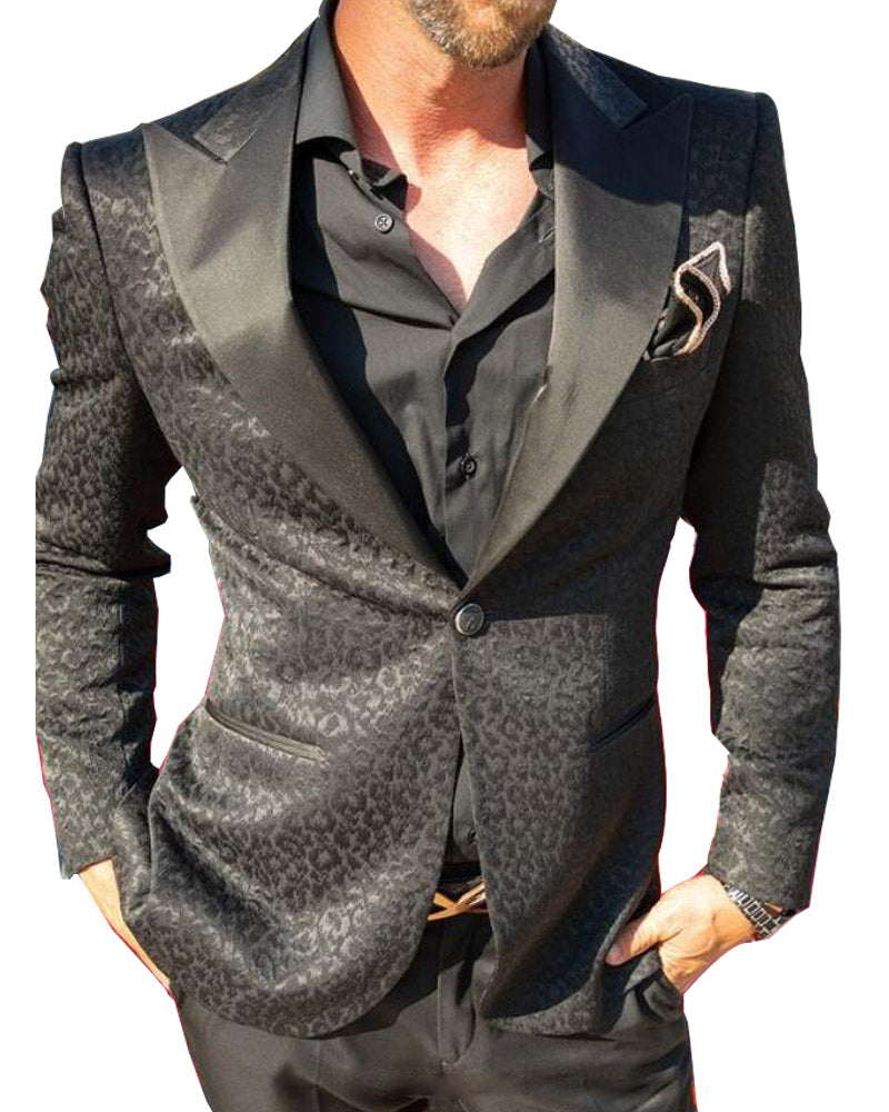 Peak Lapel Slim Fit Men Pattern Wedding Tuxedo for Men 2 Pieces CB3817 ...