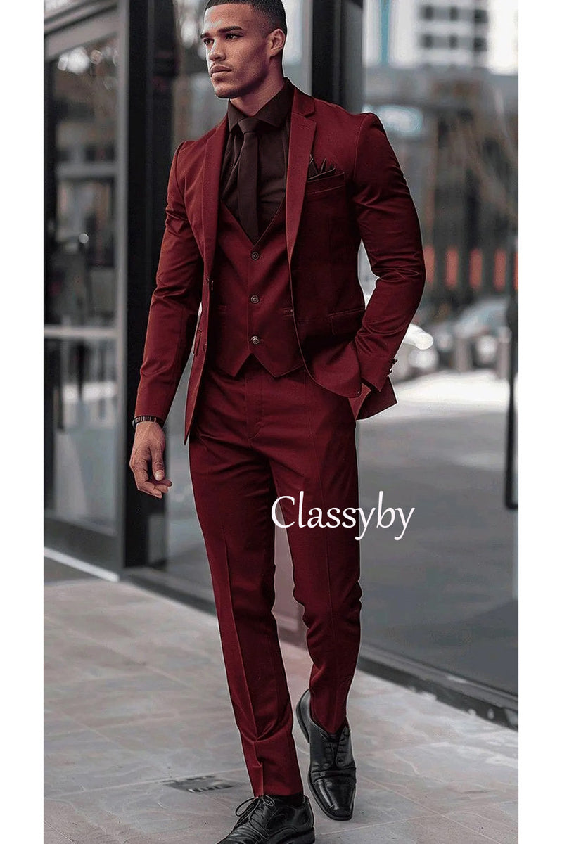 Slim Fit Fashion Dark Red Prom Suit 2026 CS1227 – classbydress