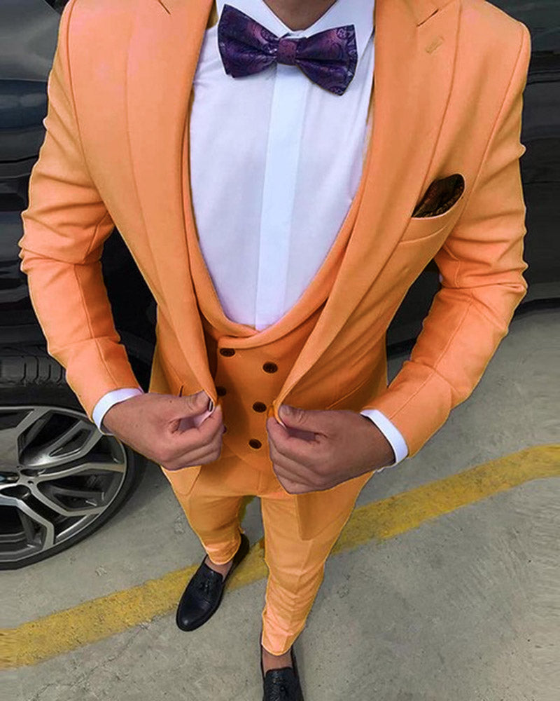 Slim Fit Orange Men Suits for Prom/Party 3 Piece Custom Male Fashion O ...