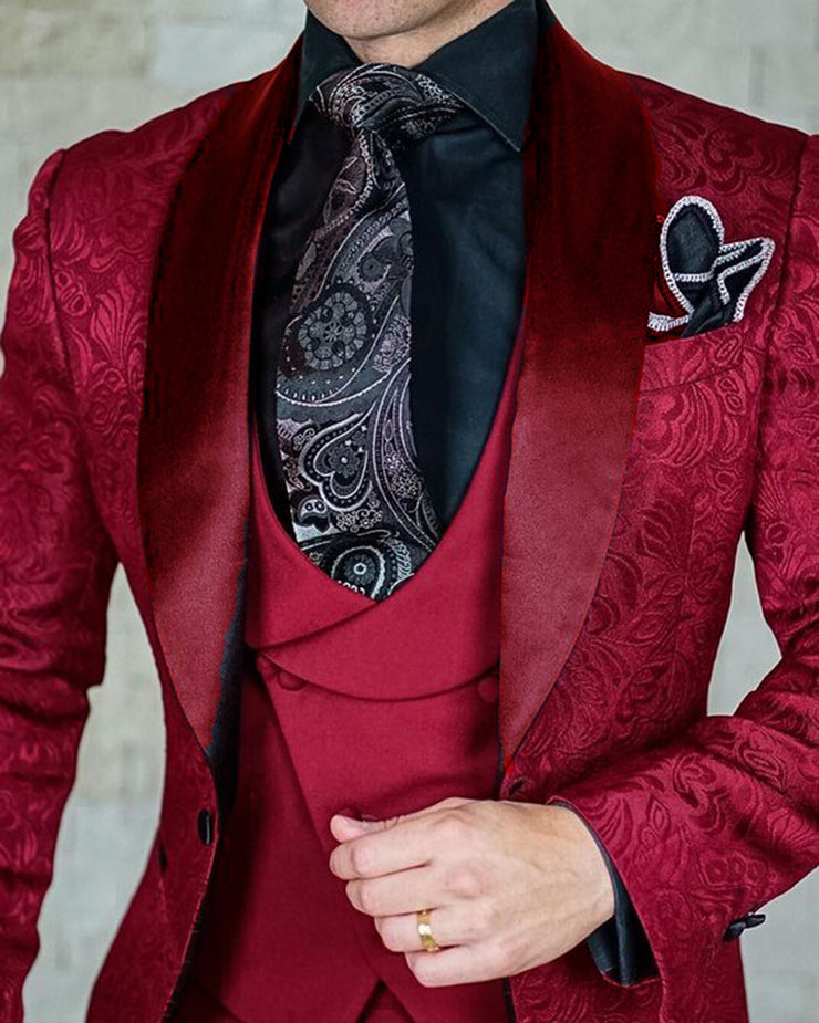 Classyby Shawl Lapel Jacquard Prom Suits for Men 2023 ,Wedding Tuxedos ...