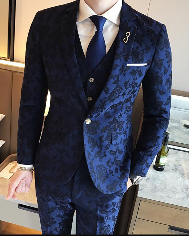 Classic Dark Royal Blue /Navy Blue Flower Wedding Suits For Men jacqua ...