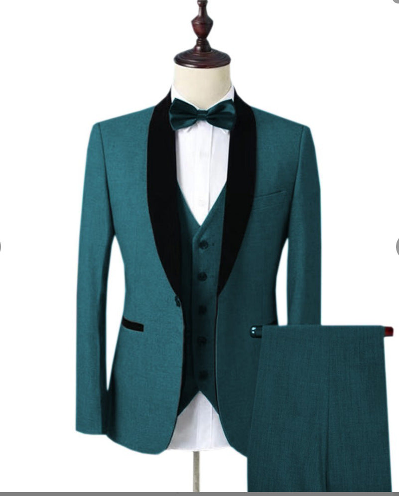 Ocean See Blue Prom Suits for Men ,Shawl Lapel Slim Fit Tuxedos for We ...