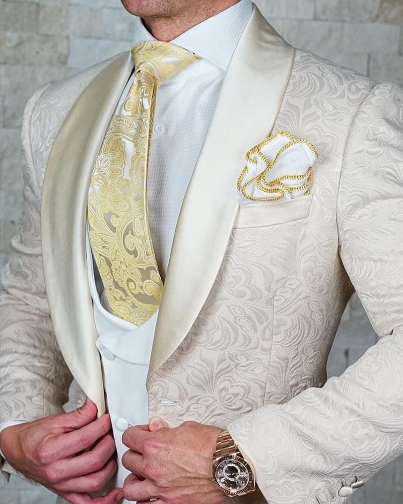 Classic Beige Tuxedo for Wedding Mens slim fit 3 Pieces Groom Oufits ...