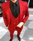 Red One Button Slim Fit 3 Pieces Men's Suits Blazer Menswear Groomsmen ...