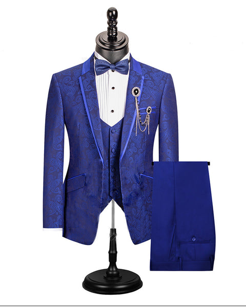 Paisley Pattern Dinner Jacket Wedding Prom Suits 3 Pieces Single butto ...