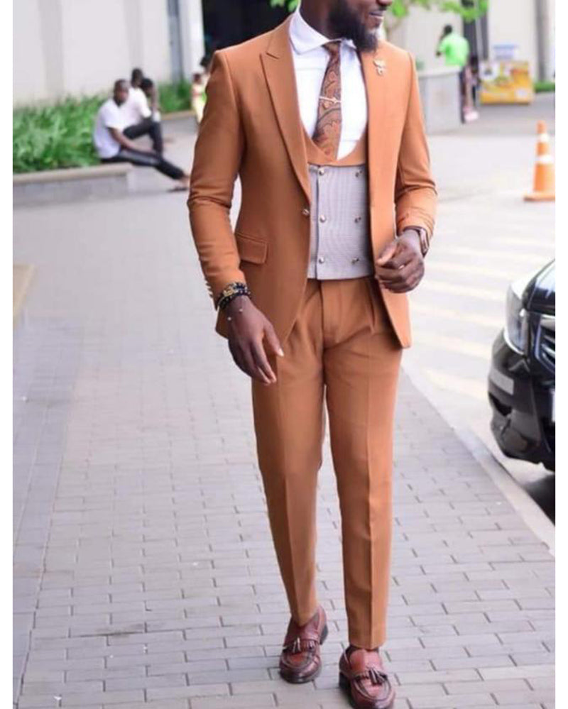 2024 Slim Fit Coral Dinner Suits For Men,Fomal Prom Suits 3 Pieces (Ja ...