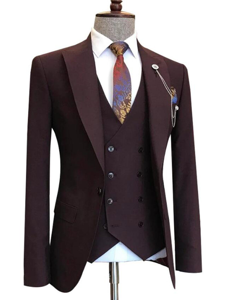 Peak Lapel Three Piece Plum Purple Prom Suit for Men CB31360 – classbydress