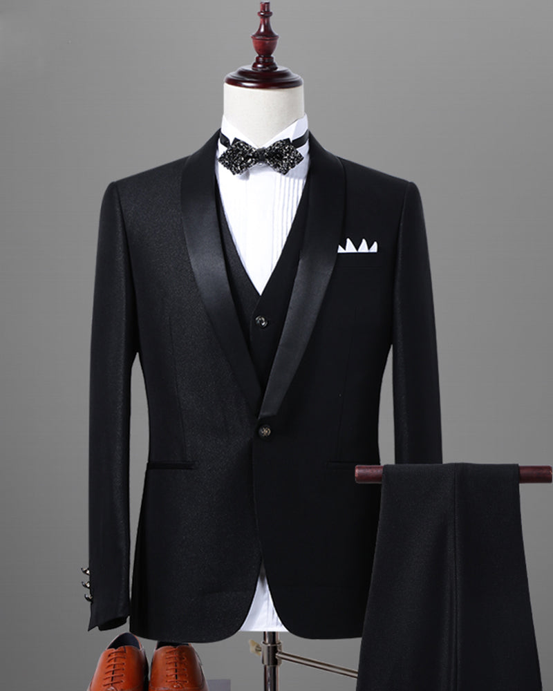 Classic Solid Color Black Formal Prom Suits for Men ,Groom Tuxedo with ...